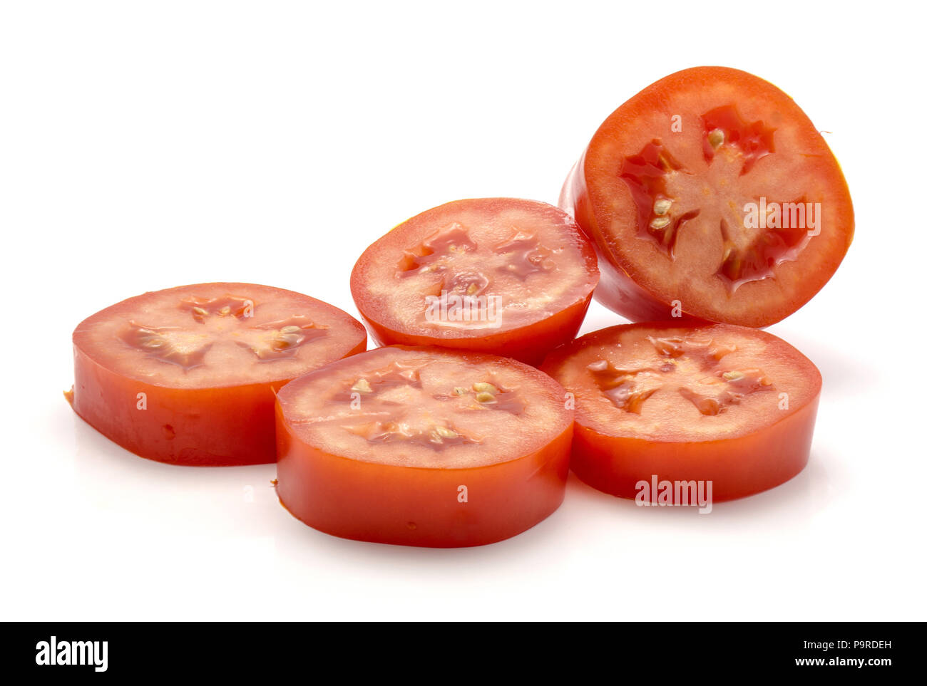 Sliced San Marzano tomato rings isolated on white background Stock ...