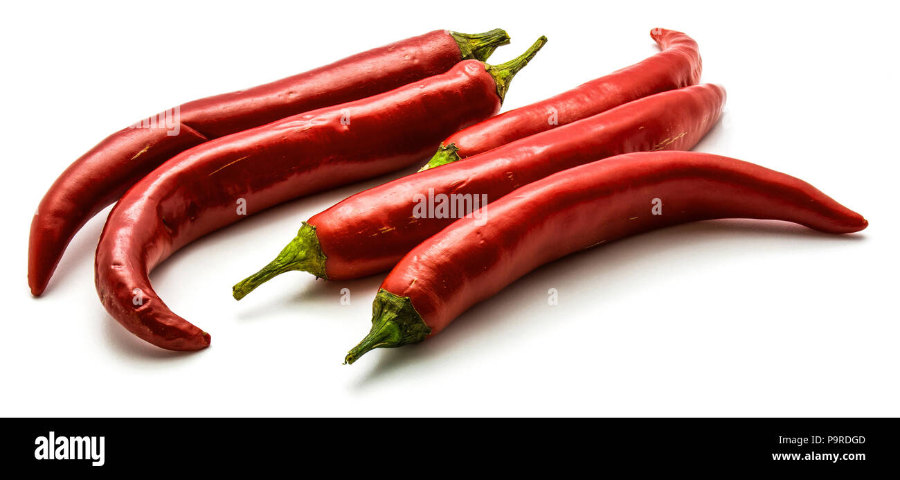 Whole red Chili peppers isolated on white background Stock Photo - Alamy