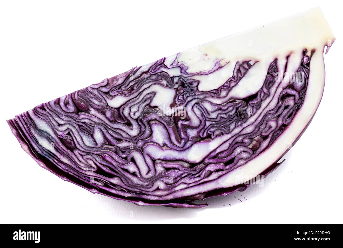 Sliced purple cabbage, one quarter, isolated on white background Stock ...