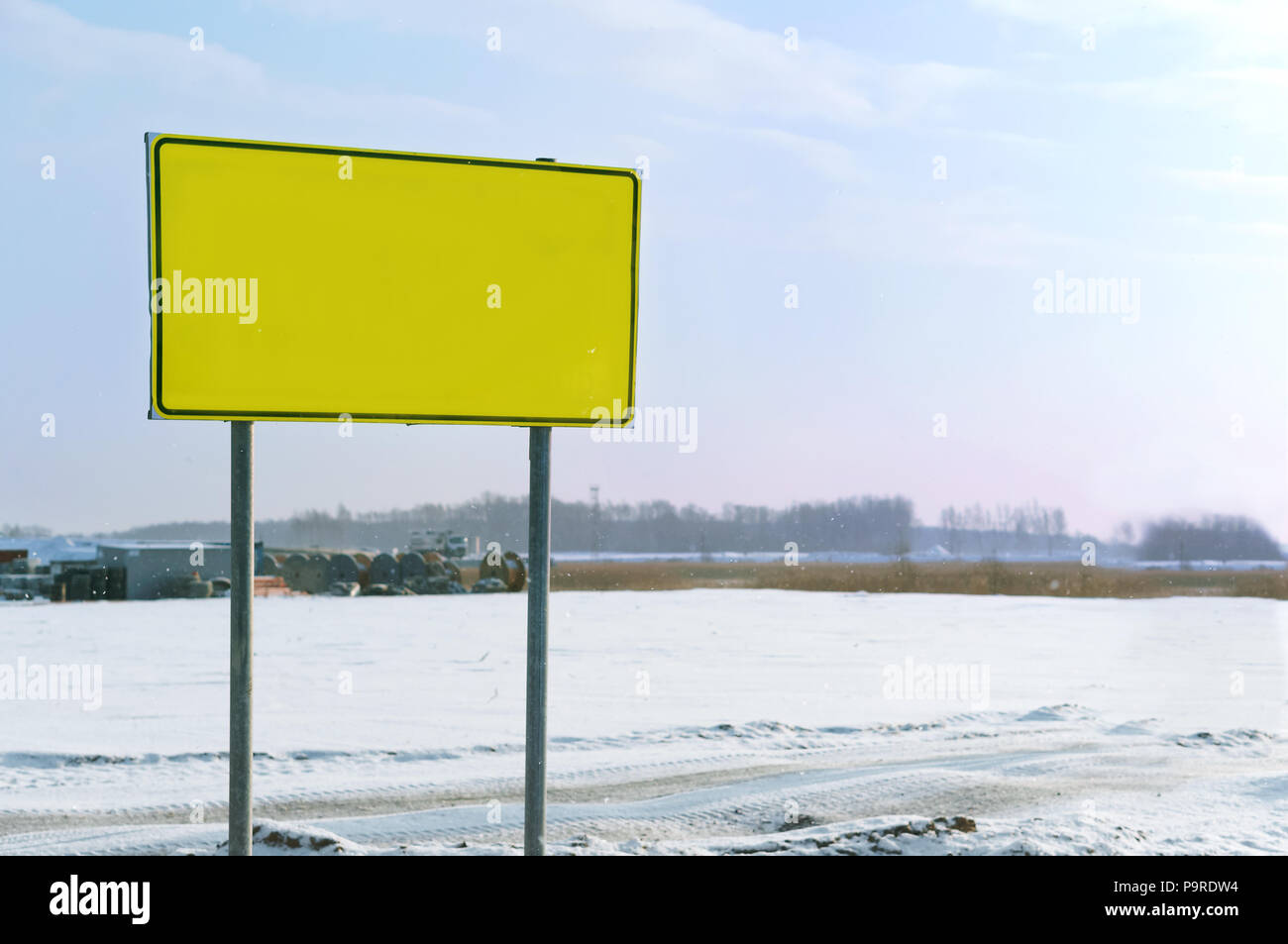 Blank yellow warning traffic sign hi-res stock photography and images ...