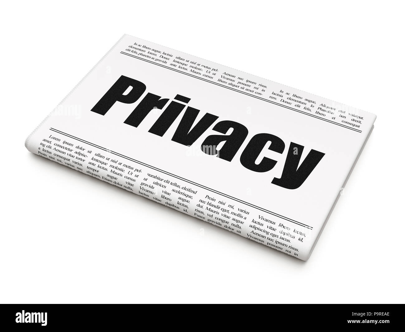 Protection concept: newspaper headline Privacy on White background, 3D ...