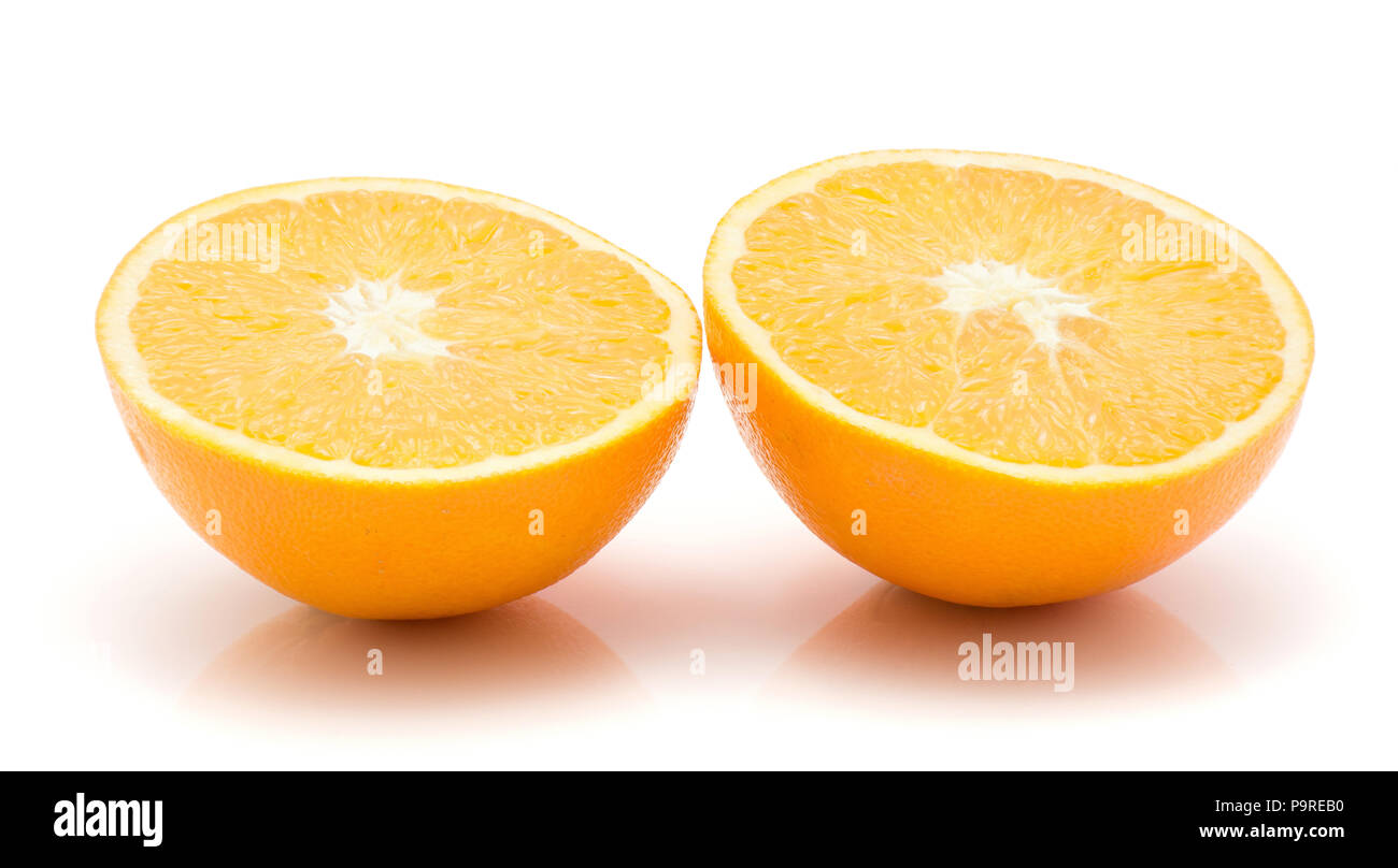 Two orange halves isolated on white background cross section Stock ...