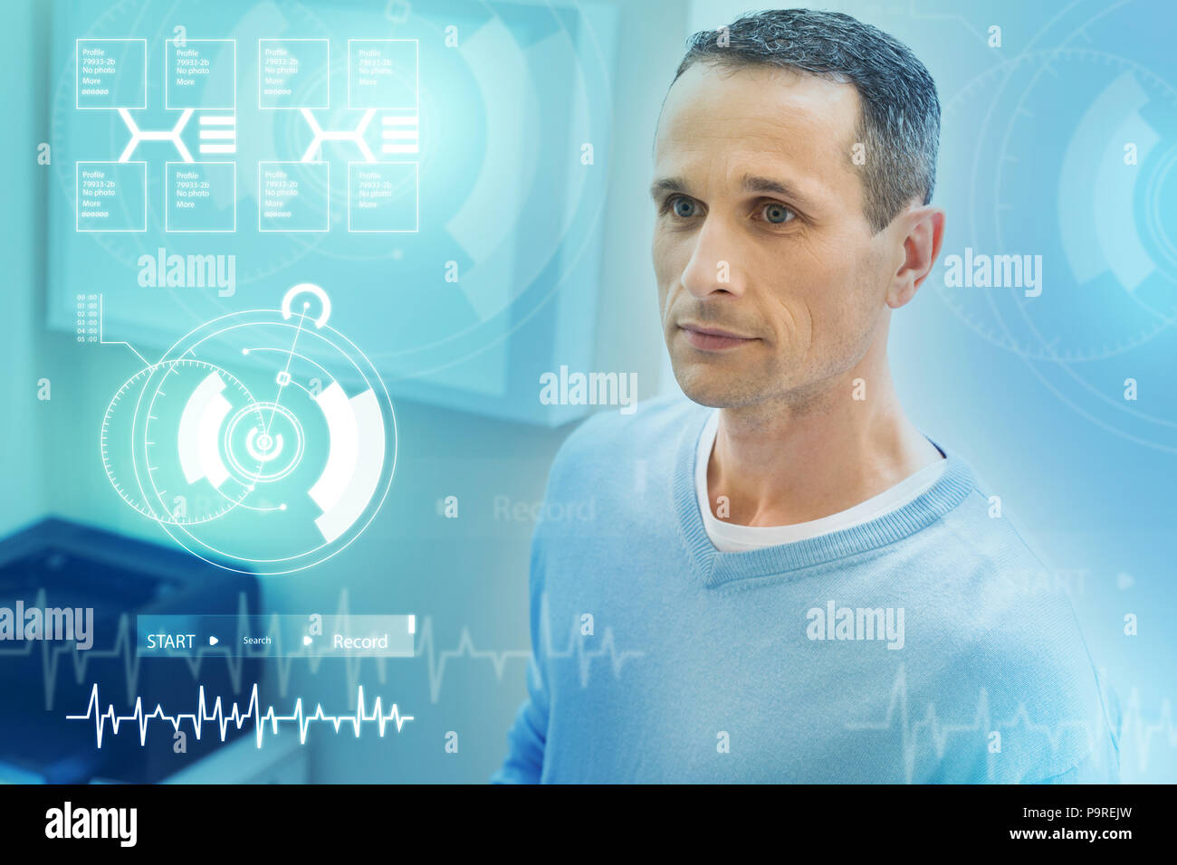 Calm man. Professional qualified doctor feeling calm while being at ...