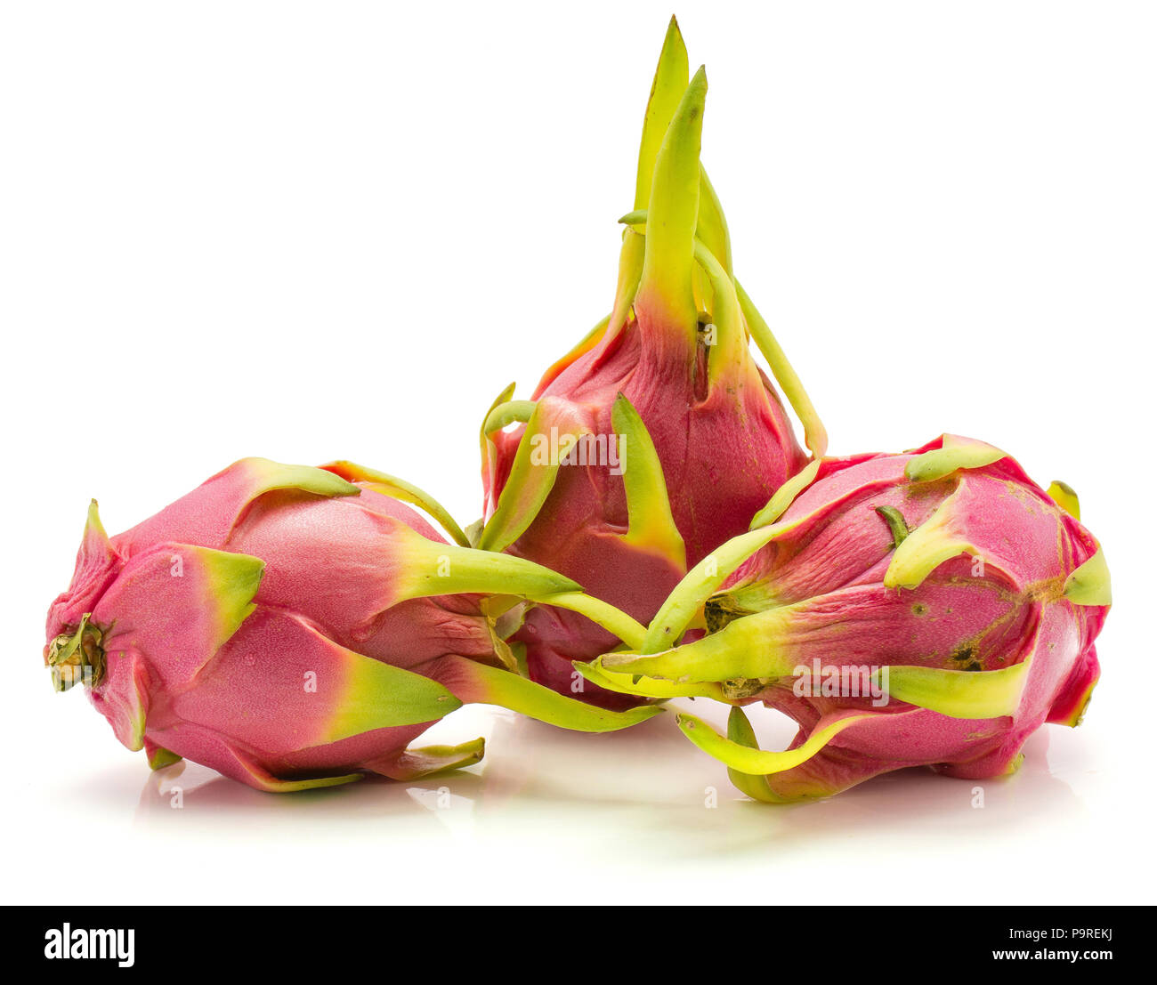 Dragon fruit (Pitaya, Pitahaya) isolated on white background three ...