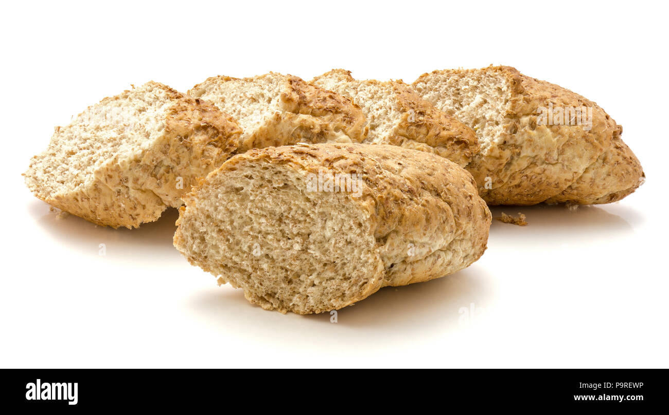 Sliced bagel of wheat bran bread isolated on white background Stock ...
