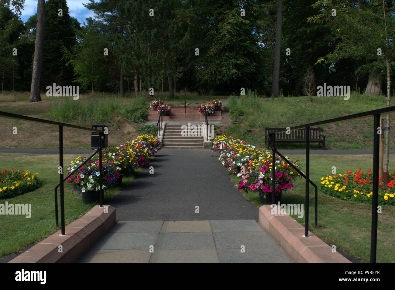 Stairs and flowers Stock Photo - Alamy