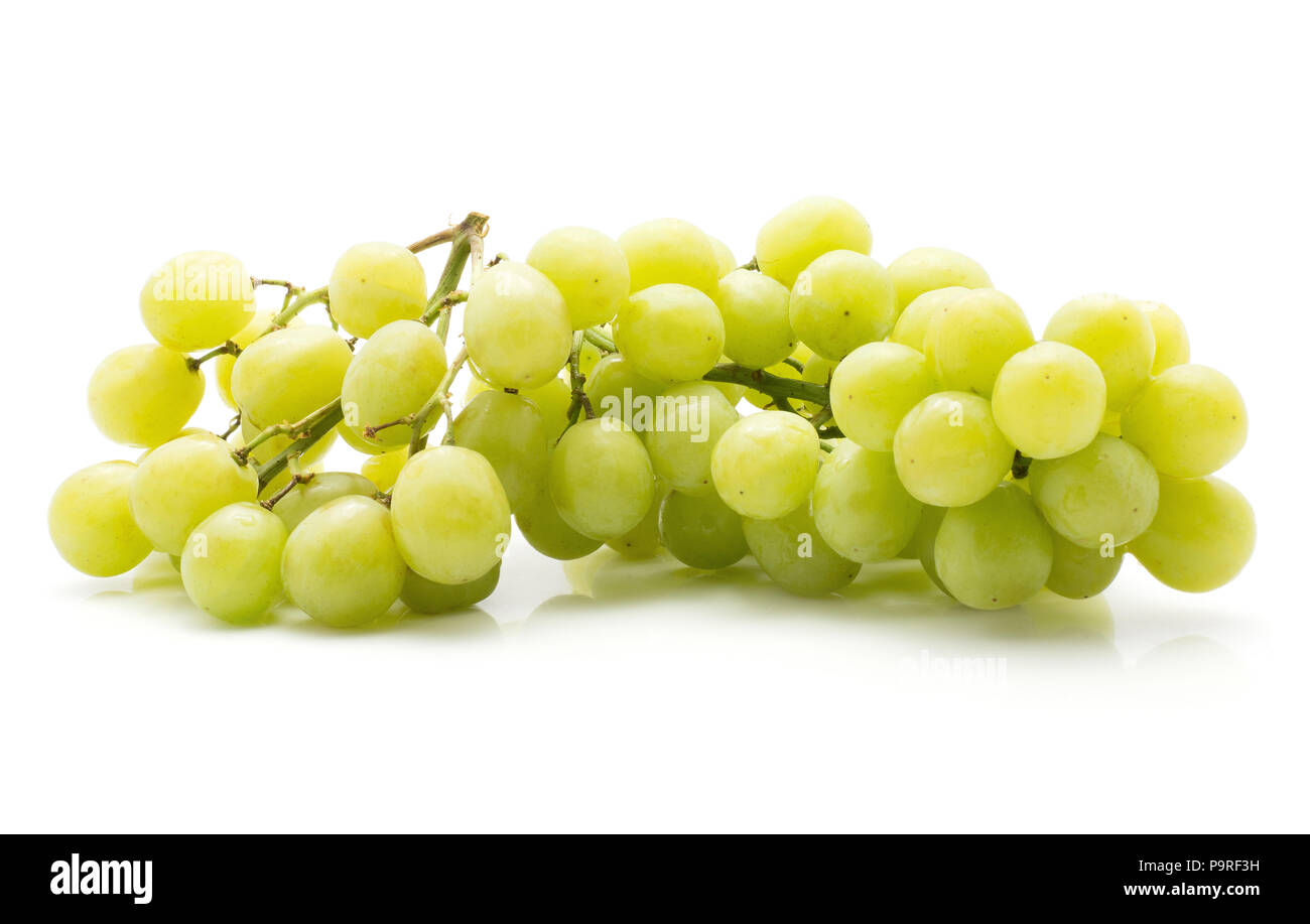 Two green grape bunch (Early Sweet or Grapaes variety) isolated on ...