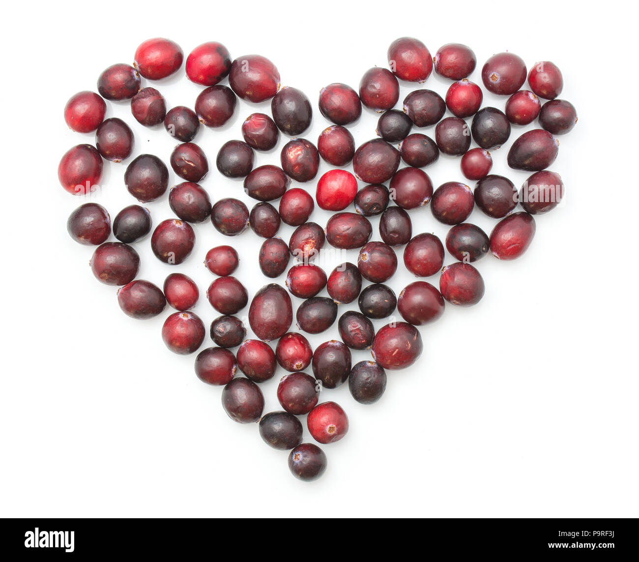 Cranberries heart love isolated on white background top view Stock ...