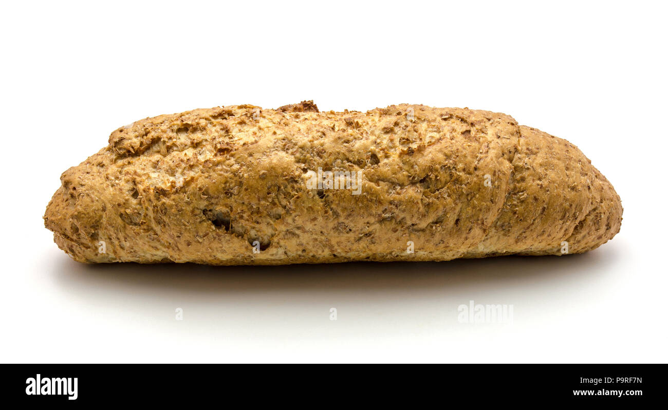 One bagel of wheat bran bread isolated on white background Stock Photo ...