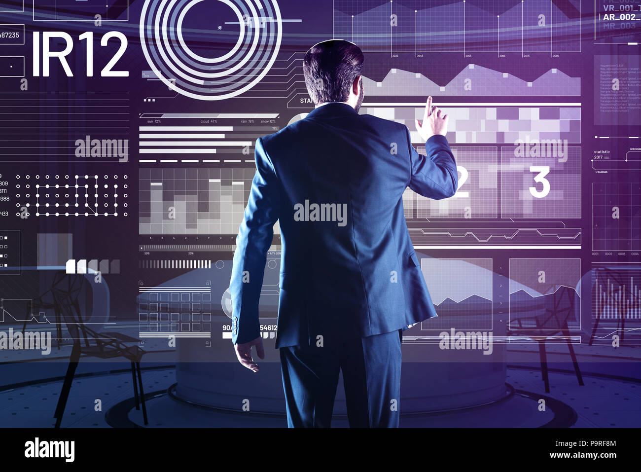 Elegant web developer. Calm professional web developer standing in ...