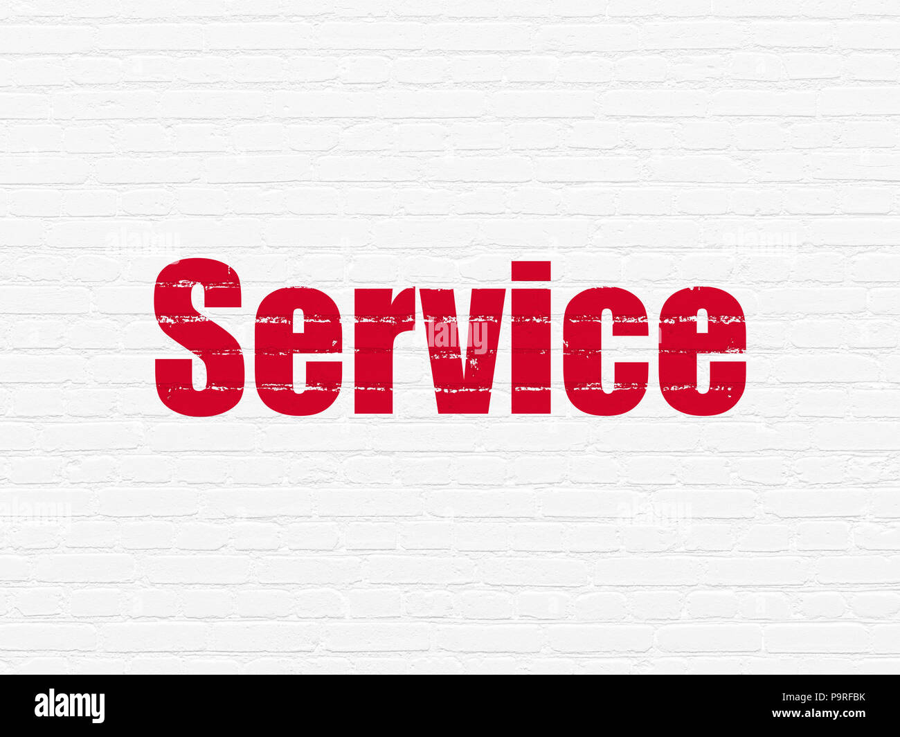Business concept: Painted red text Service on White Brick wall ...