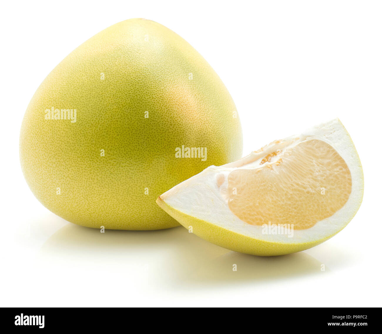 Pamelo isolated on white background one whole yellow pale green one ...
