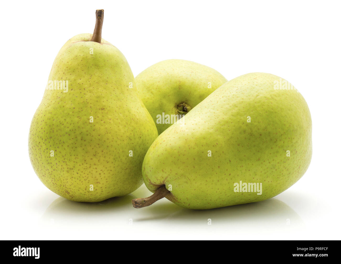 Green pears isolated on white background three whole stack Stock Photo ...