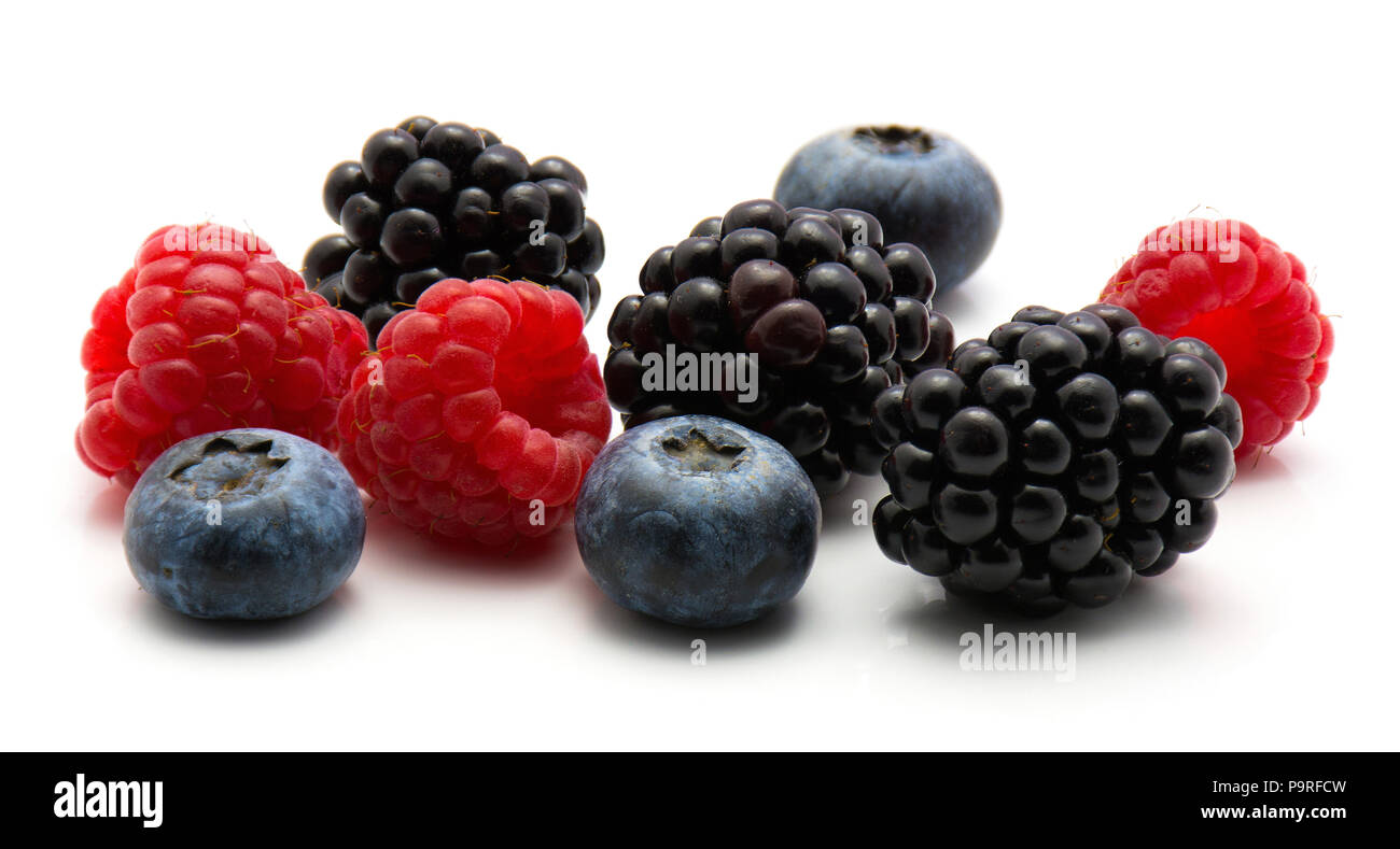 Berries isolated on white background blackberry blueberry and raspberry ...