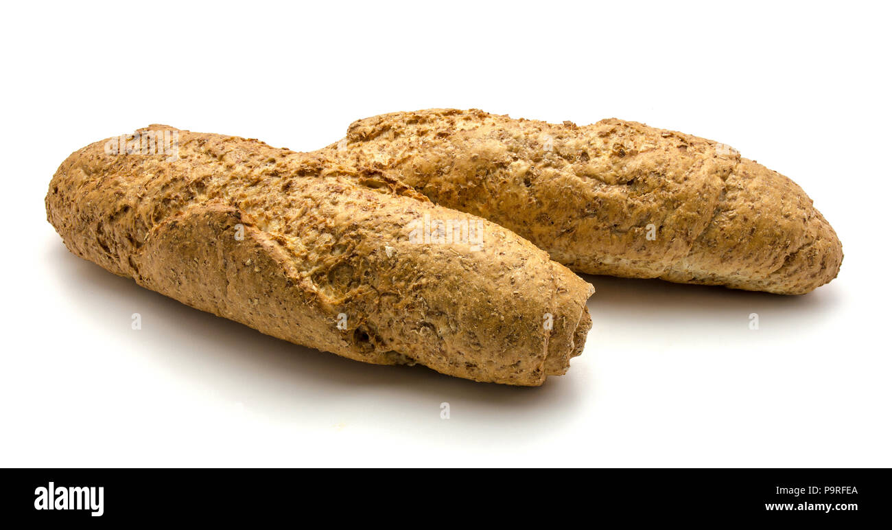 Two bagels of wheat bran bread isolated on white background Stock Photo ...