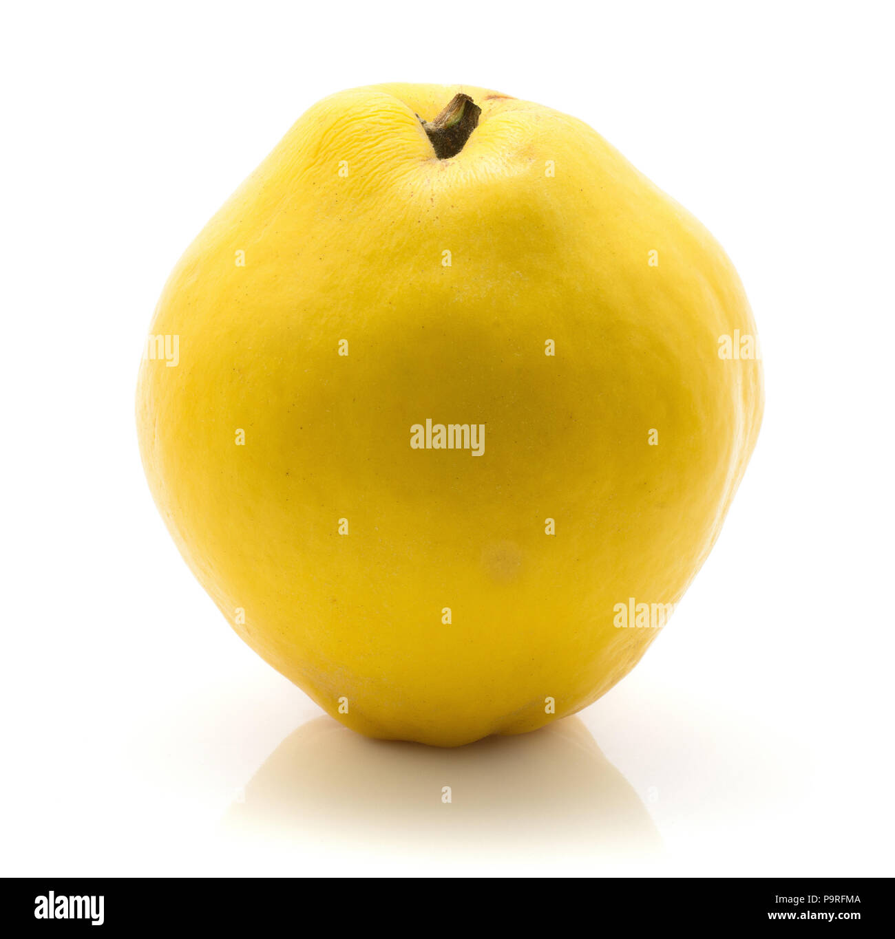 One yellow quince isolated on white background raw ripe fresh Stock ...