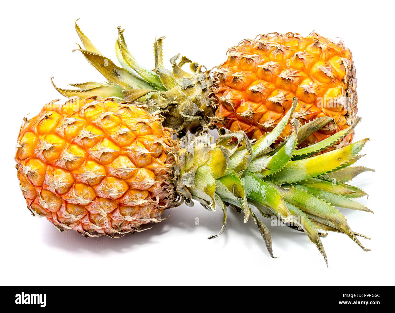 Two whole pineapples isolated on white background Stock Photo - Alamy