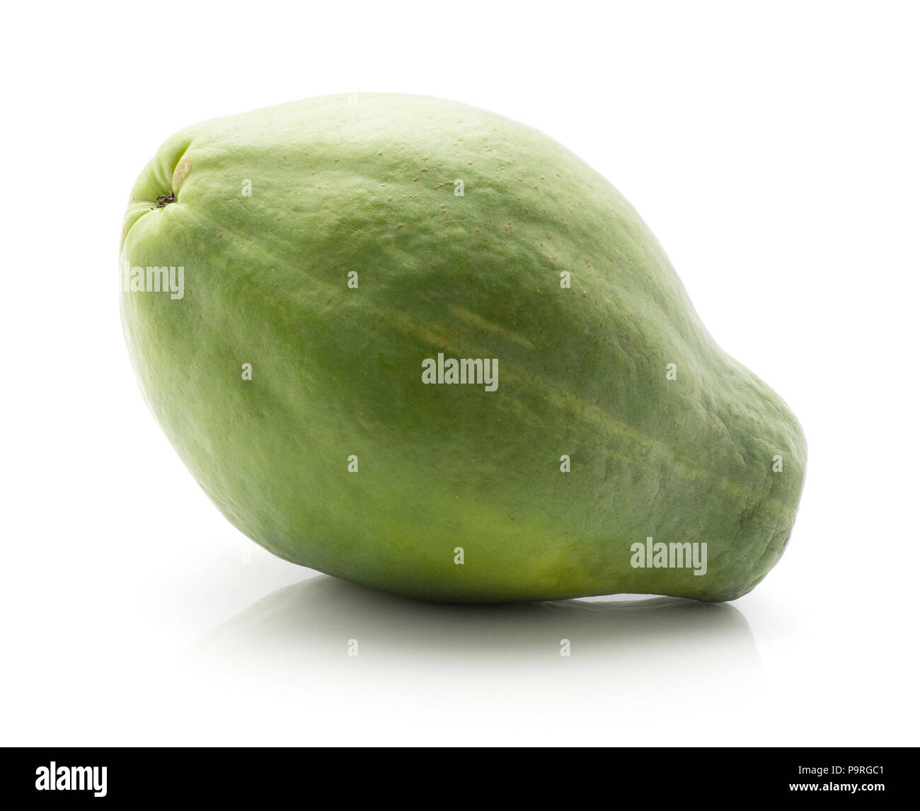 Green papaya (pawpaw, papaw) isolated on white background one whole ...