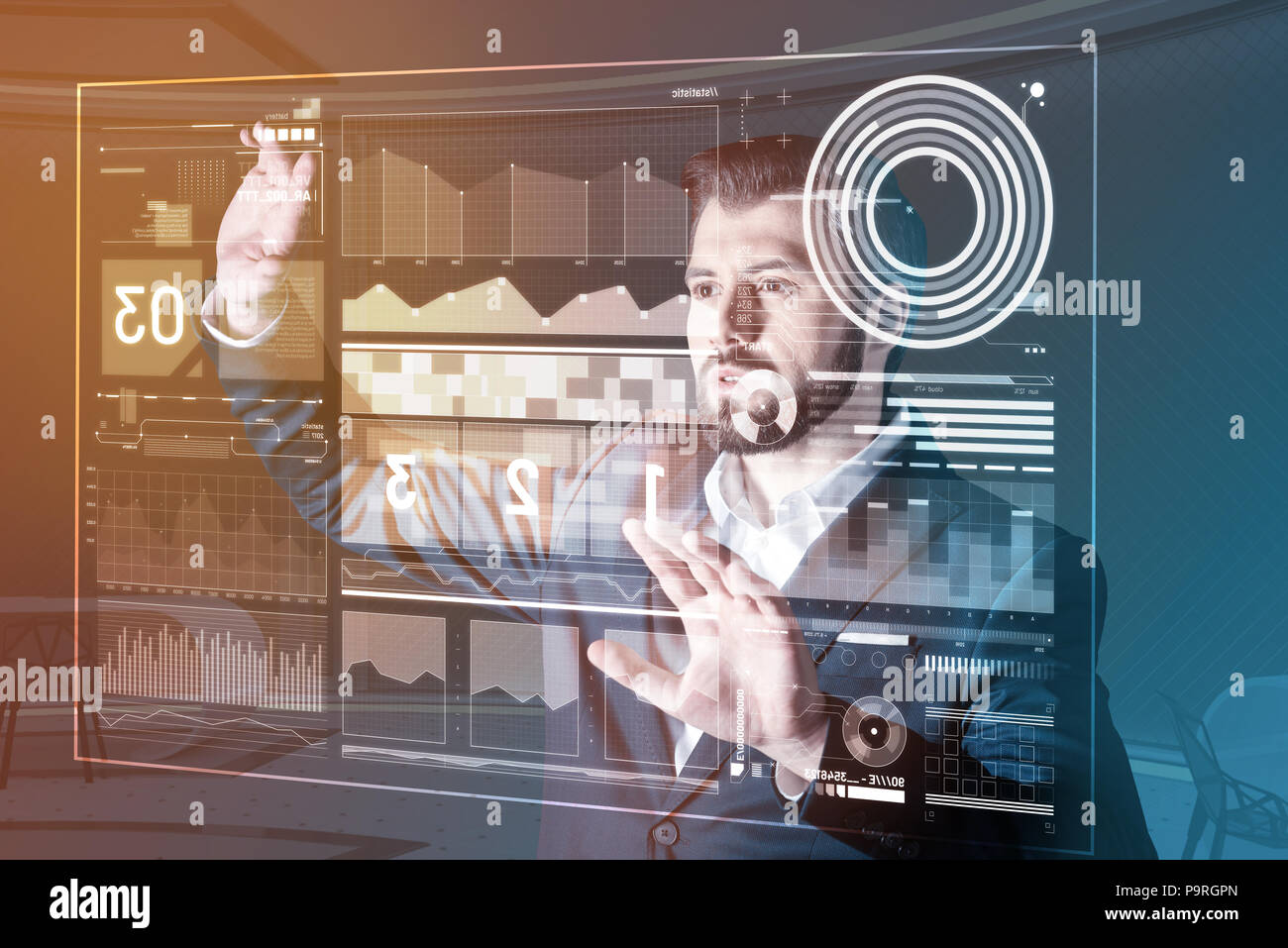 Feeling impressed. Clever experienced programmer feeling impressed while working with a ...