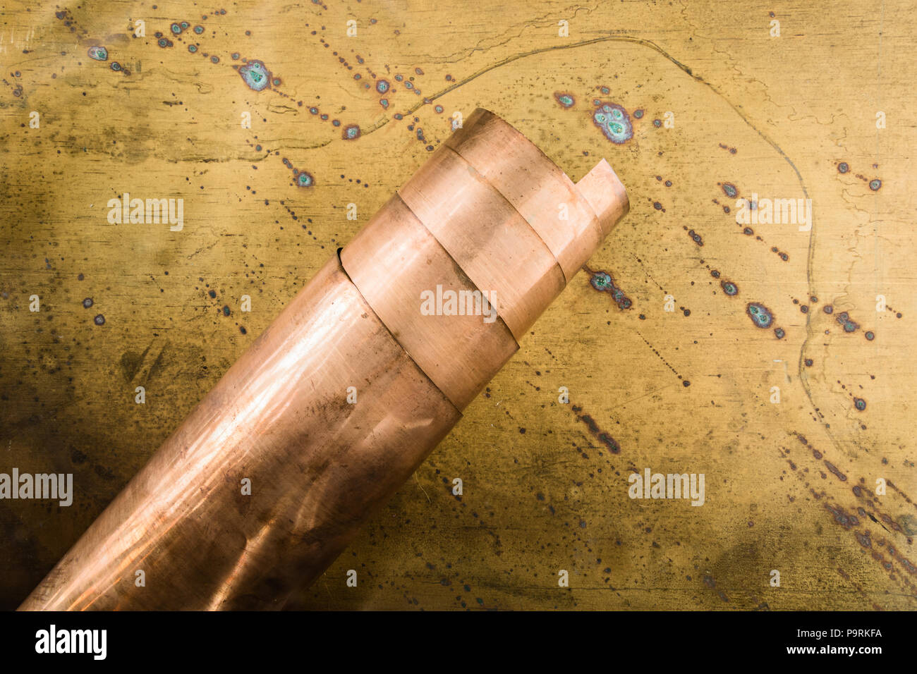 Old textured pattern copper bronze metal background with patina Stock ...