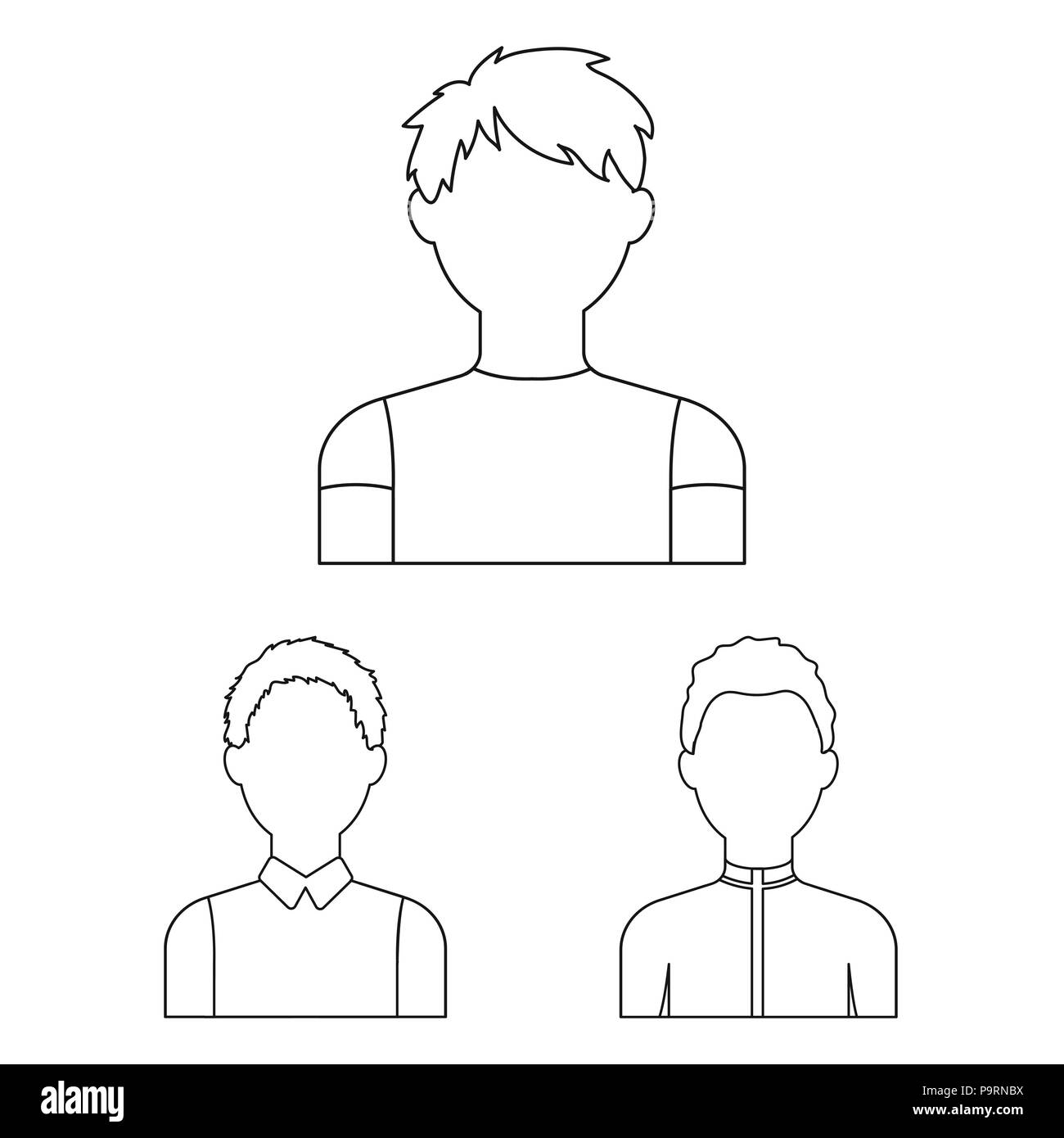 Avatar and face outline icons in set collection for design. A person ...