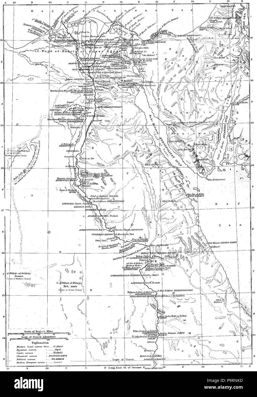 Egypt on map middle Black and White Stock Photos & Images - Alamy