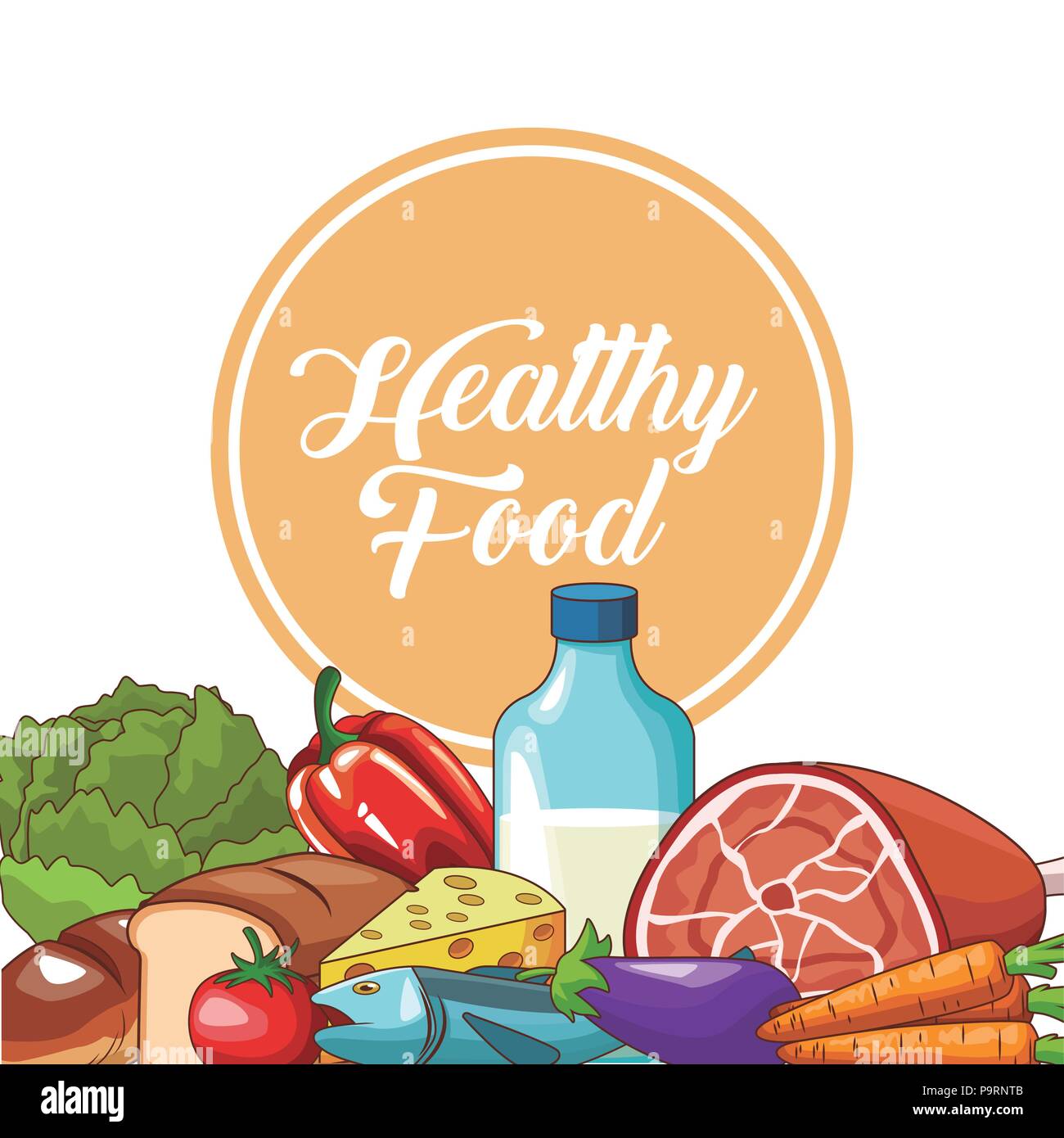 Set of healthy food cartoons vector illustration graphic design Stock ...