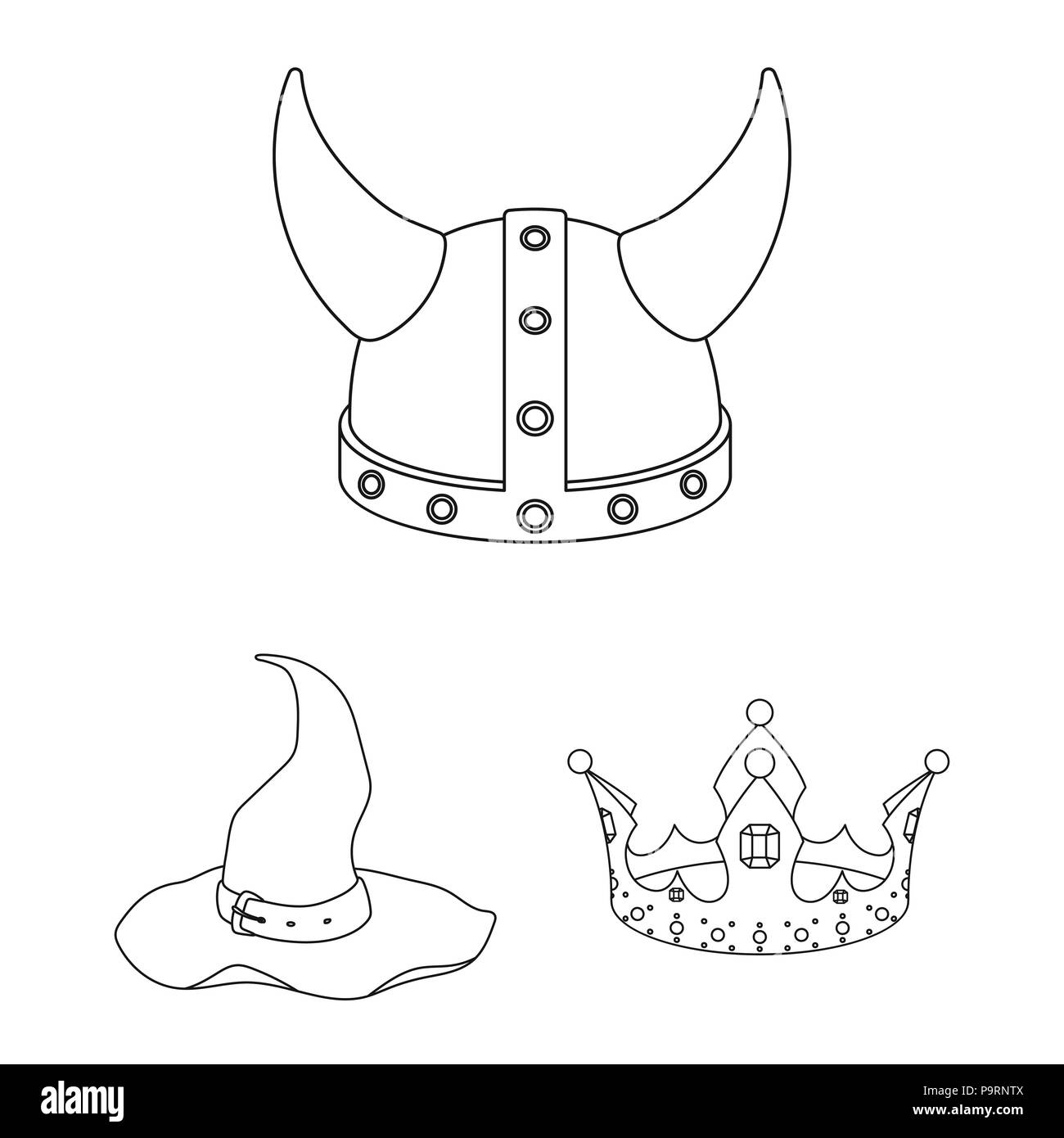 Different kinds of hats outline icons in set collection for design ...