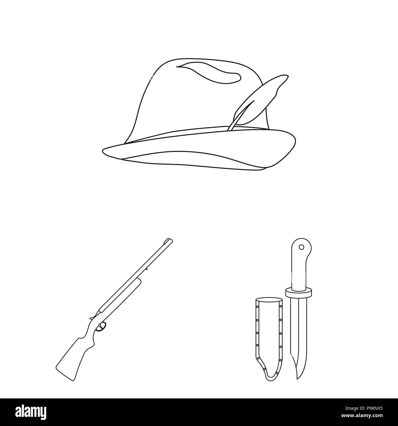 Hunting and trophy outline icons in set collection for design. Hunting ...