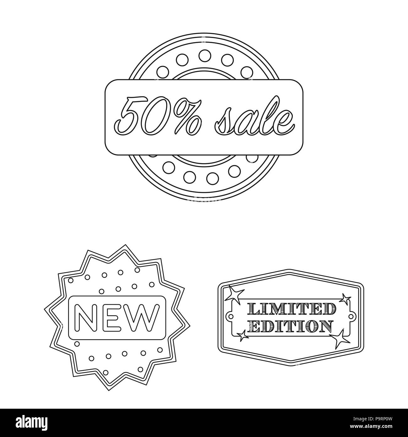 Different label outline icons in set collection for design. Index and ...