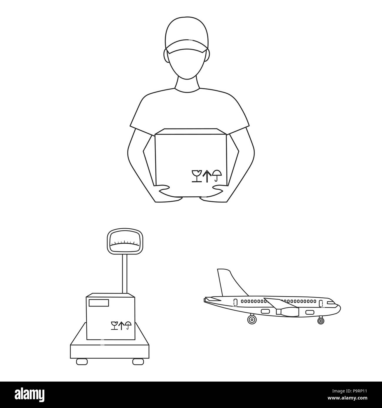 Logistics service outline icons in set collection for design. Logistics ...