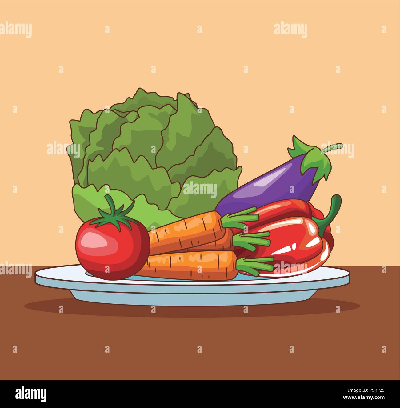 Healthy food on table cartoons vector illustration graphic design Stock ...