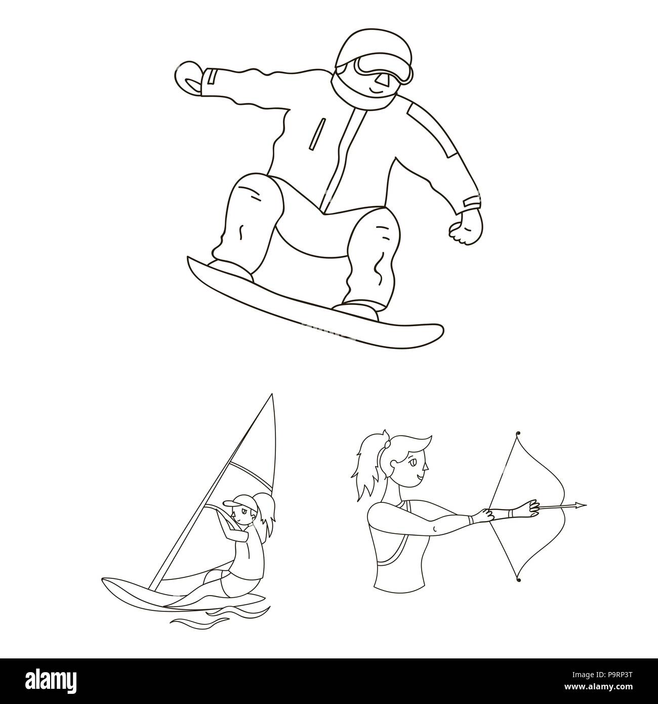 Different kinds of sports outline icons in set collection for design ...