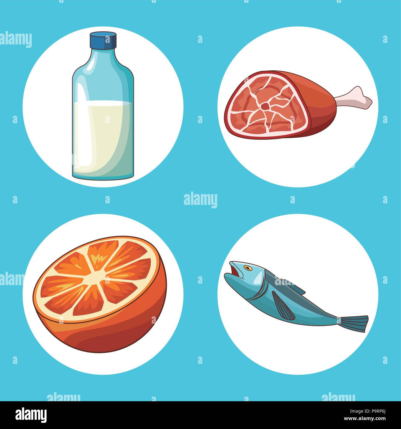 Set of food round icons vector illustration graphic design Stock Vector ...