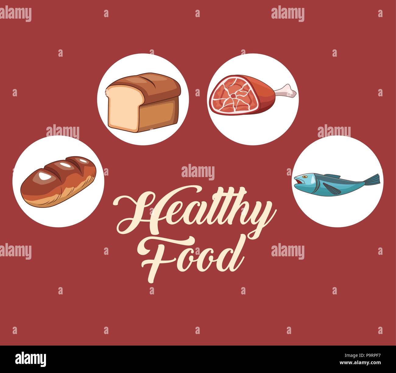 Set of healthy food cartoons vector illustration graphic design Stock ...