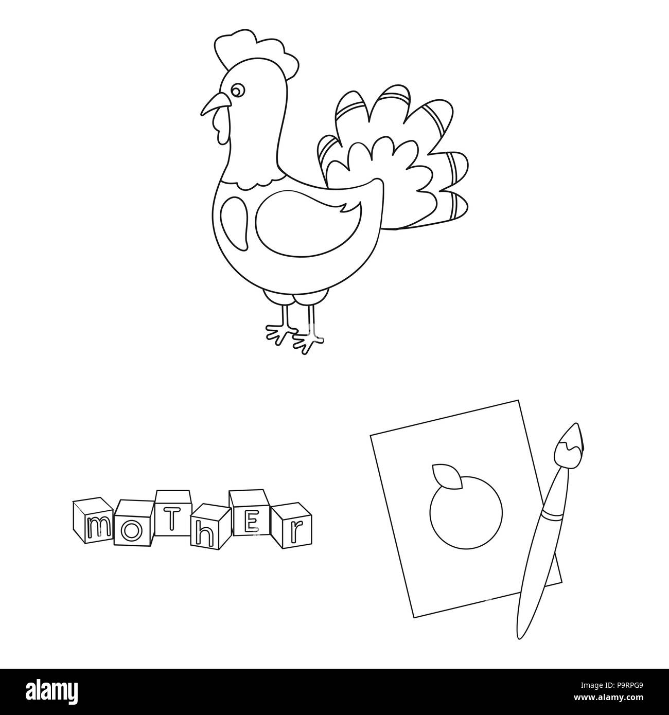 Children toy outline icons in set collection for design. Game and ...