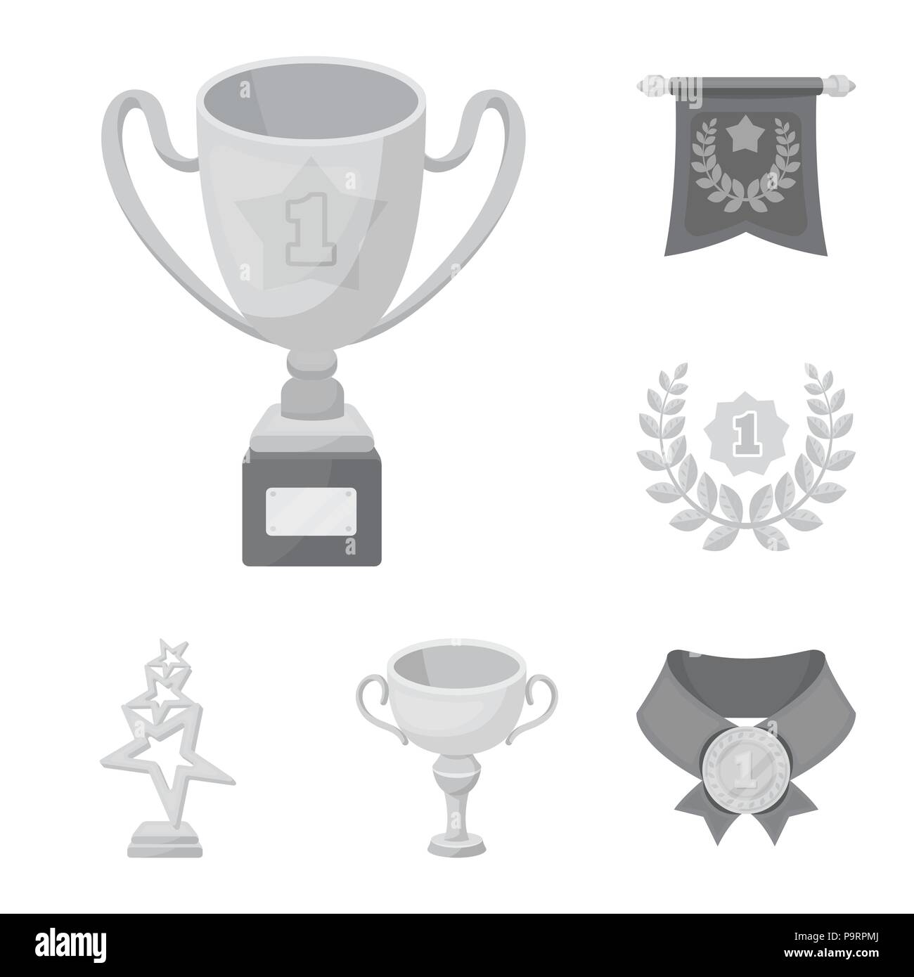 Awards and trophies monochrome icons in set collection for design ...