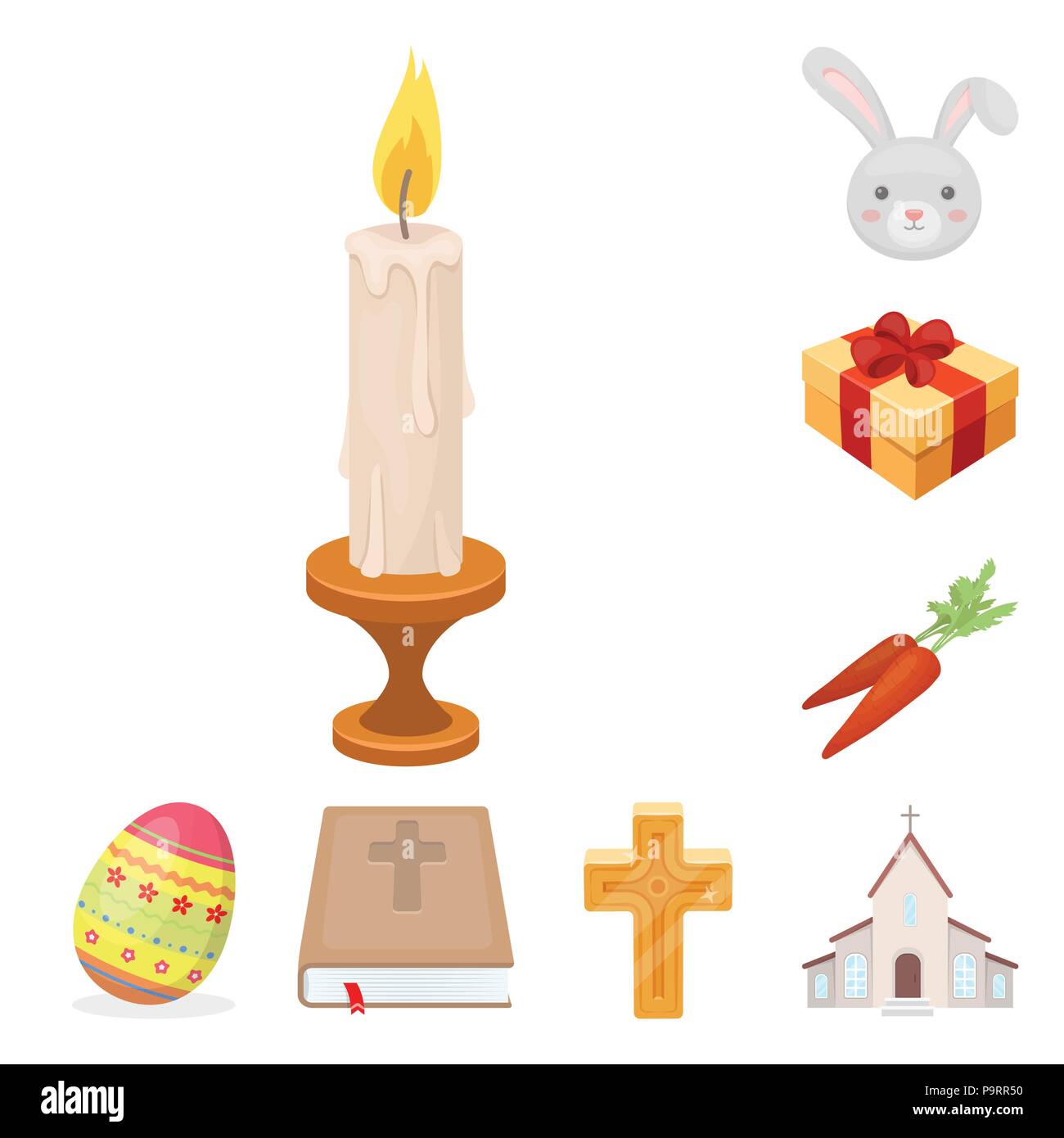 Easter is a Christian holiday cartoon icons in set collection for ...