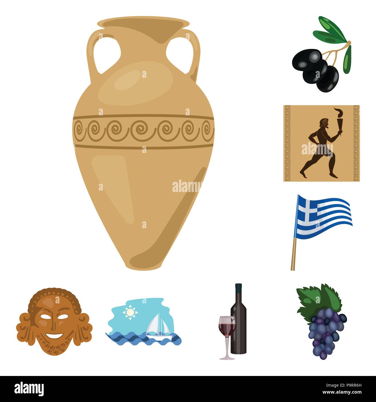 Country Greece cartoon icons in set collection for design.Greece and ...