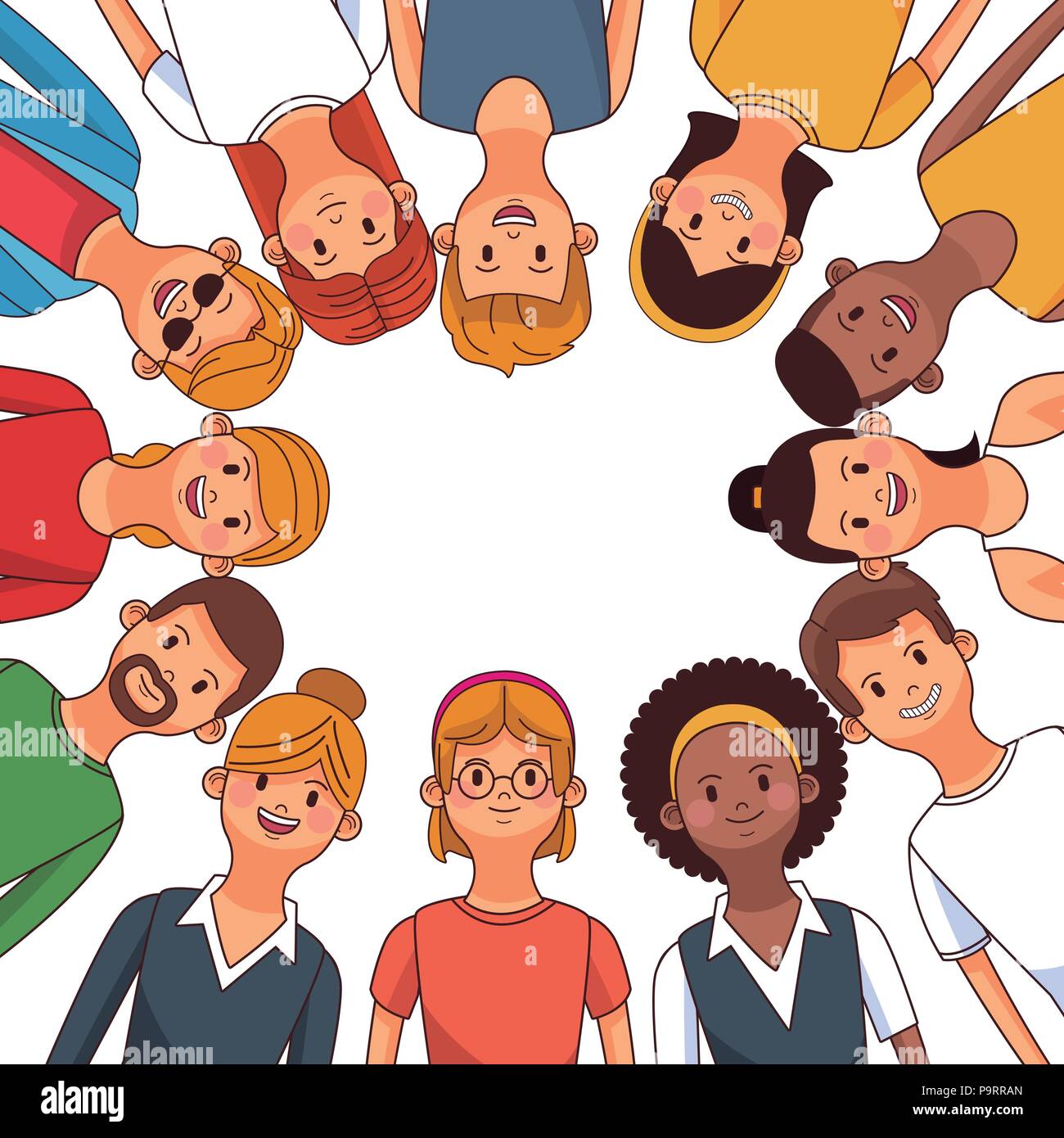 Young people around frame vector illustration graphic design Stock ...