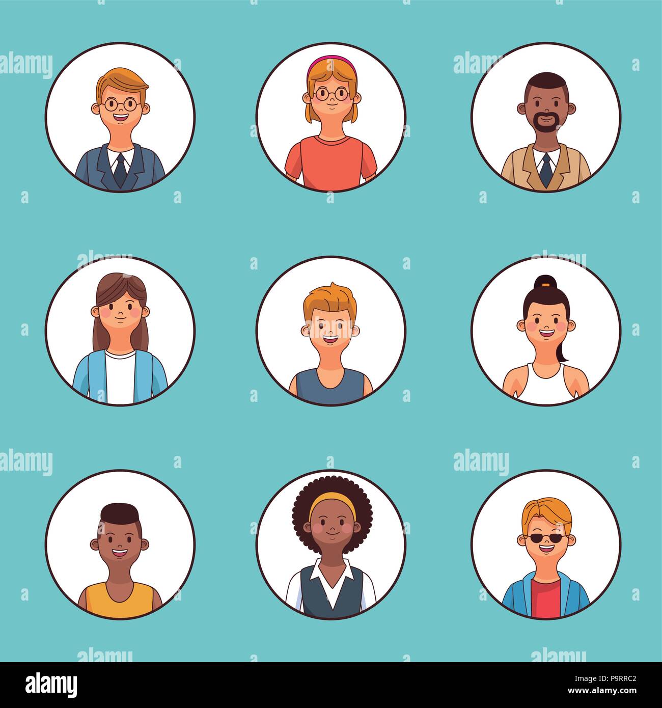 Set of people profile round icons vector illustration graphic design ...