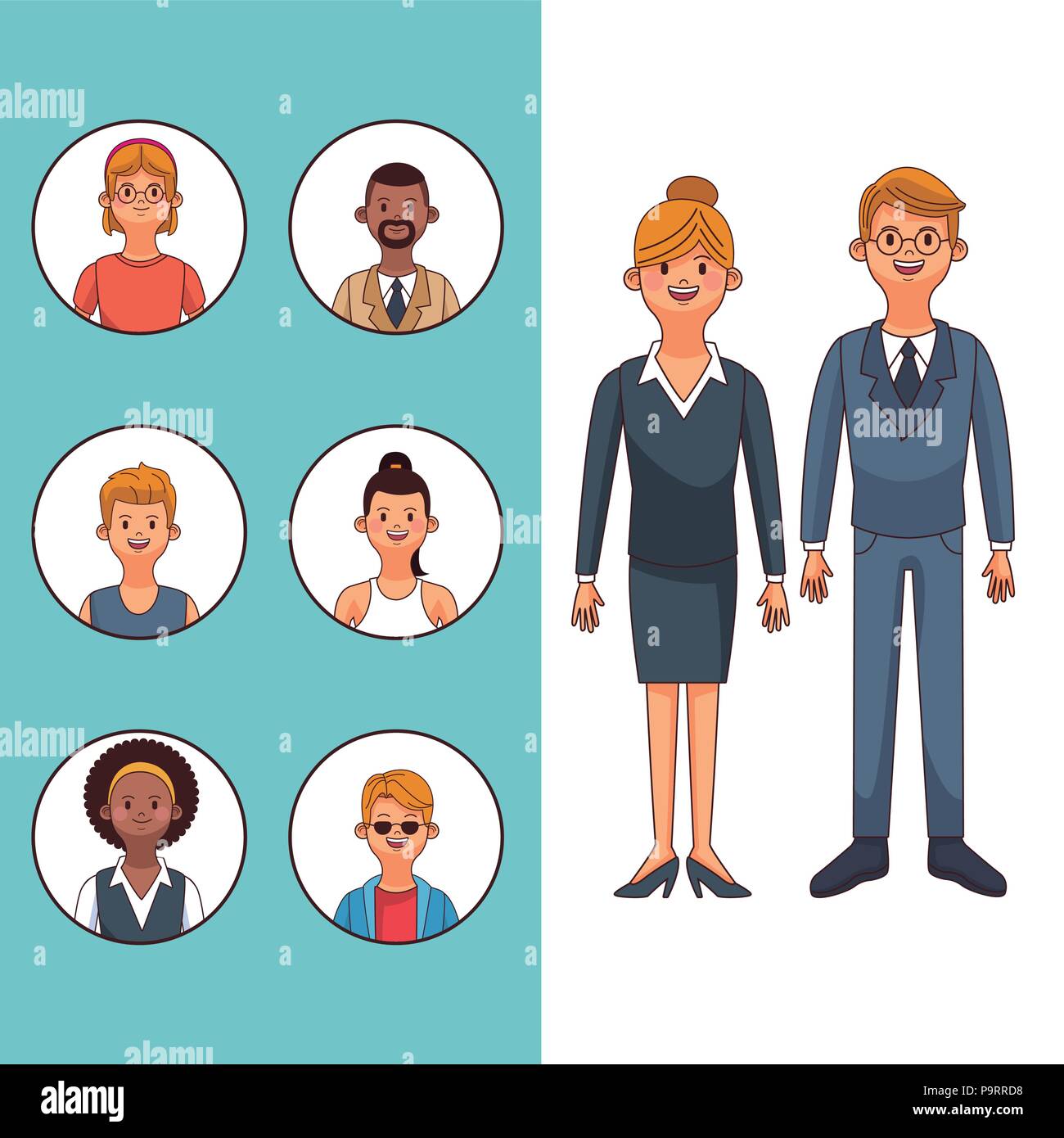Set of people profile round icons vector illustration graphic design ...