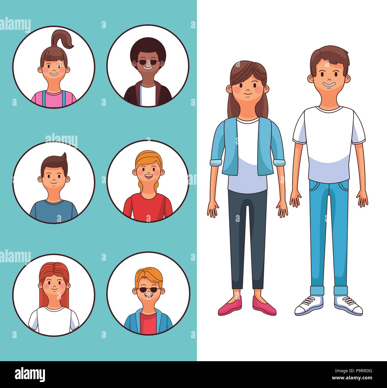 Set of people profile round icons vector illustration graphic design ...