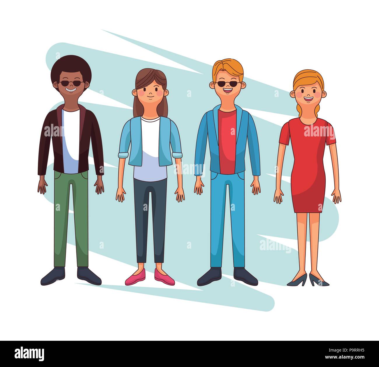 Set of young people cartoons vector illustration graphic design Stock ...