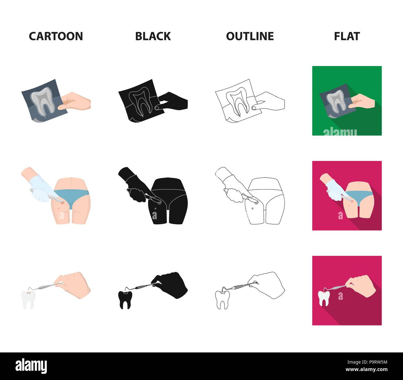 Tooth, X-ray, instrument, dentist and other icon in cartoon,black ...