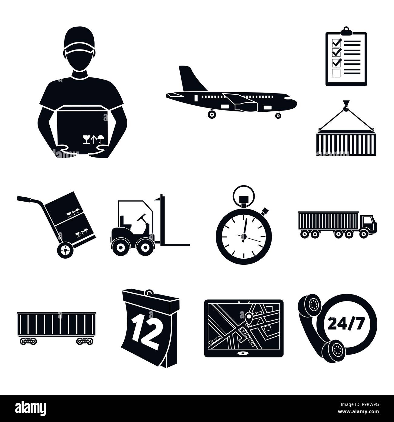 Logistics service black icons in set collection for design. Logistics ...