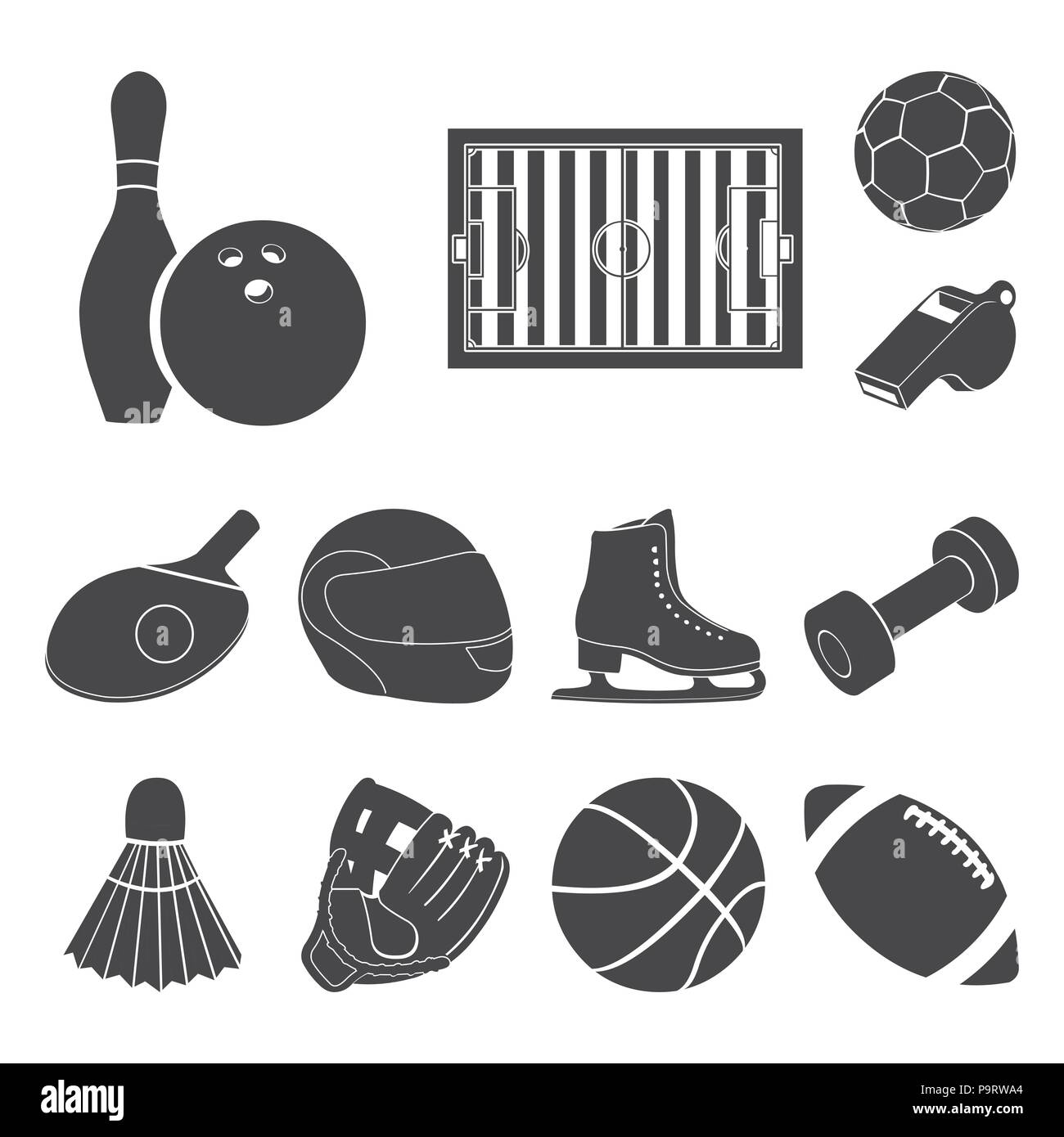 Different kinds of sports black icons in set collection for design ...