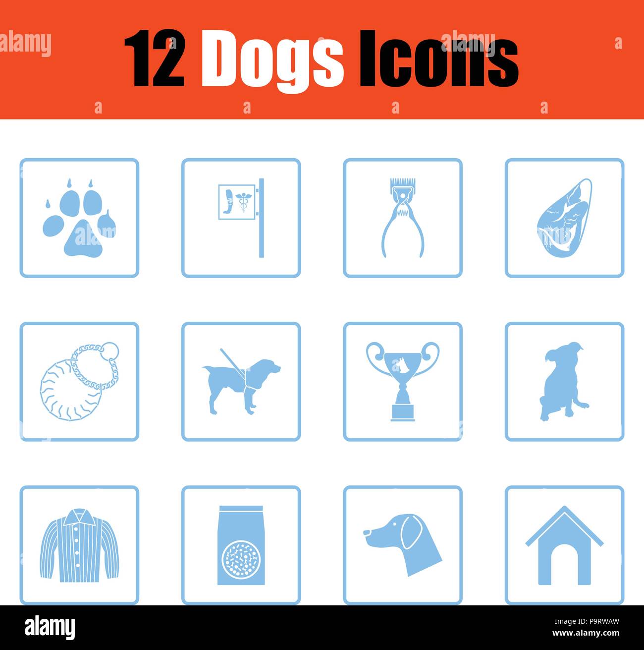 Dogs icon set. Blue frame design. Vector illustration Stock Vector ...