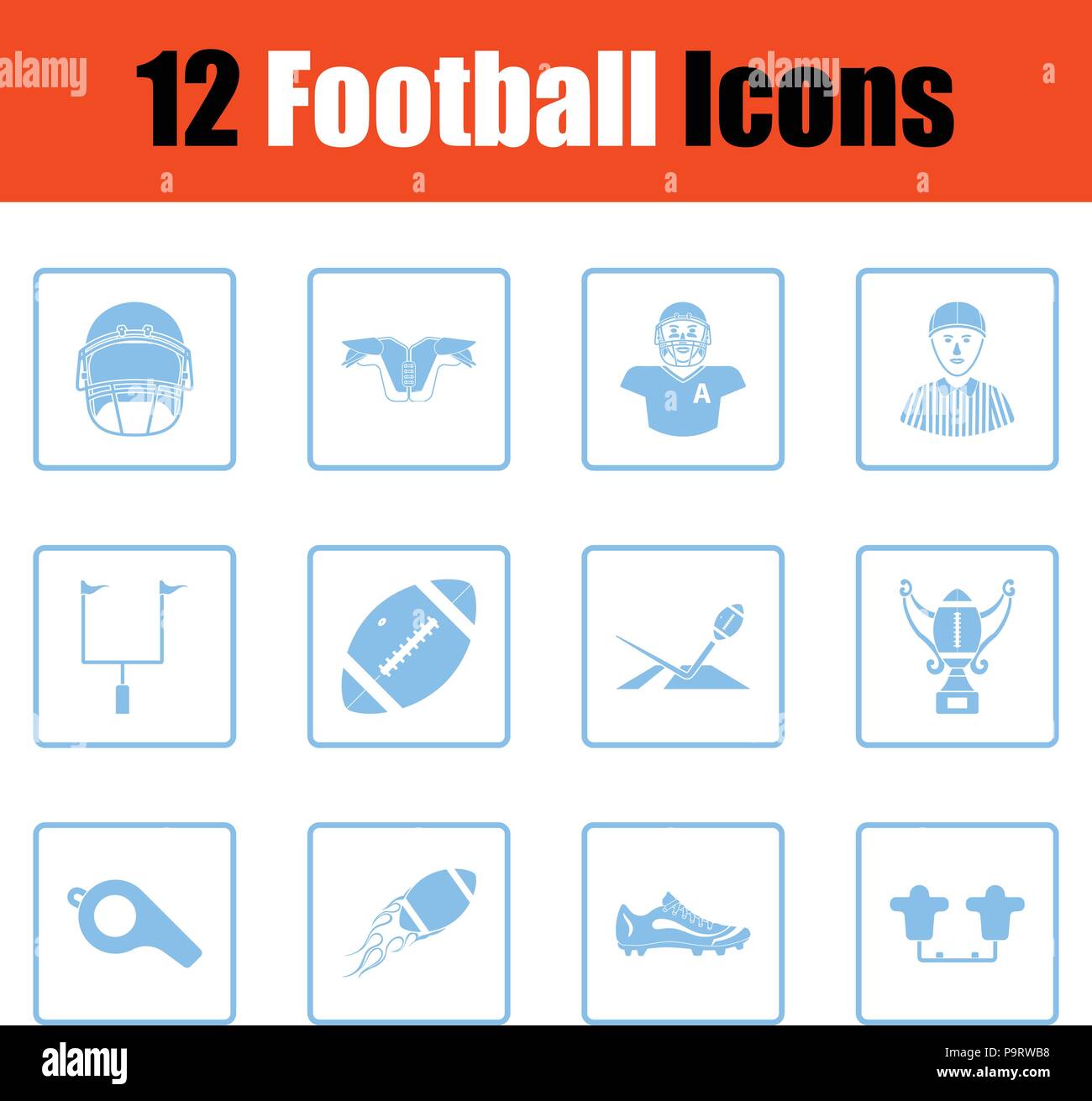 American football icon. Blue frame design. Vector illustration Stock ...