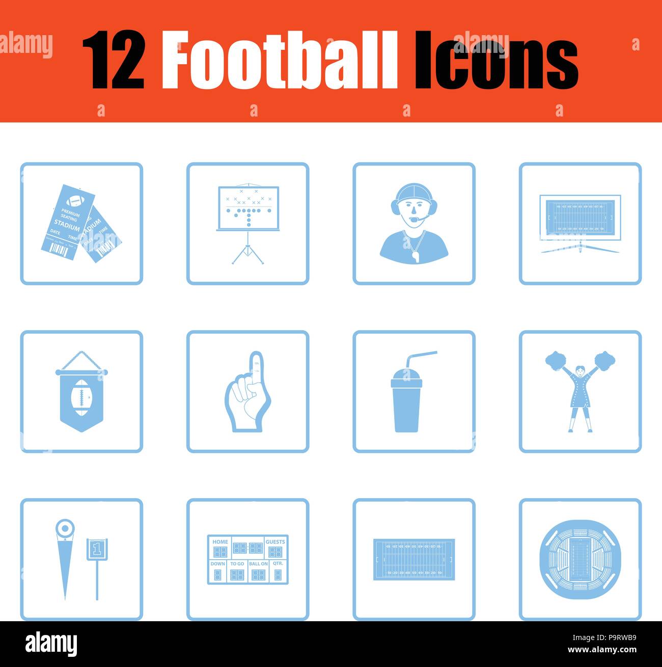 American football icon. Blue frame design. Vector illustration Stock ...